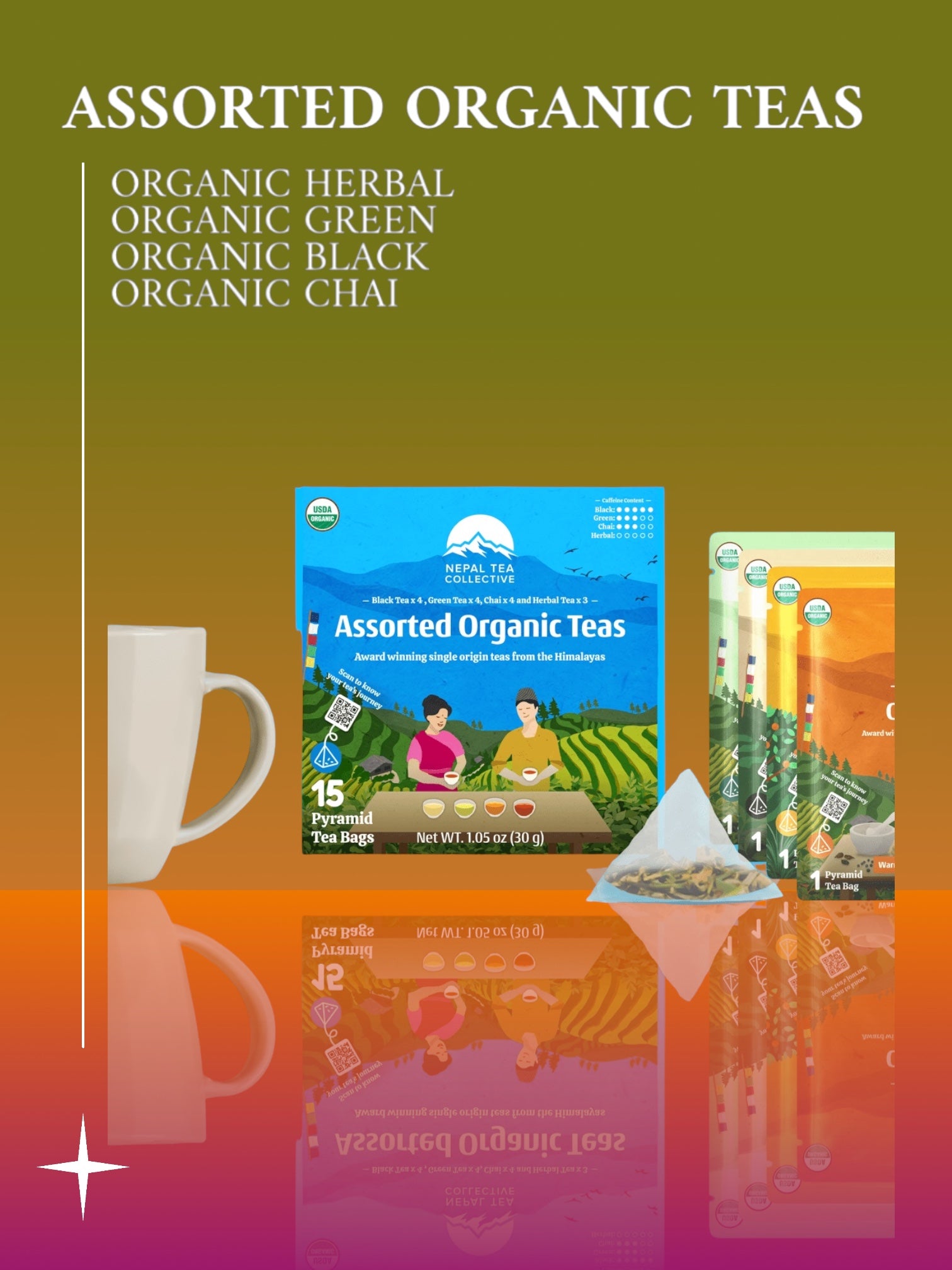 Assorted Organic Teas - 15 Pyramid Tea Bags – Wild House Coffee